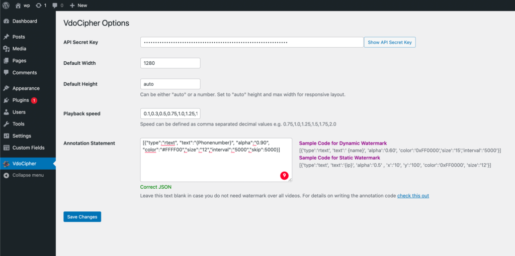 Custom variables as watermark on WordPress videos - VdoCipher Blog