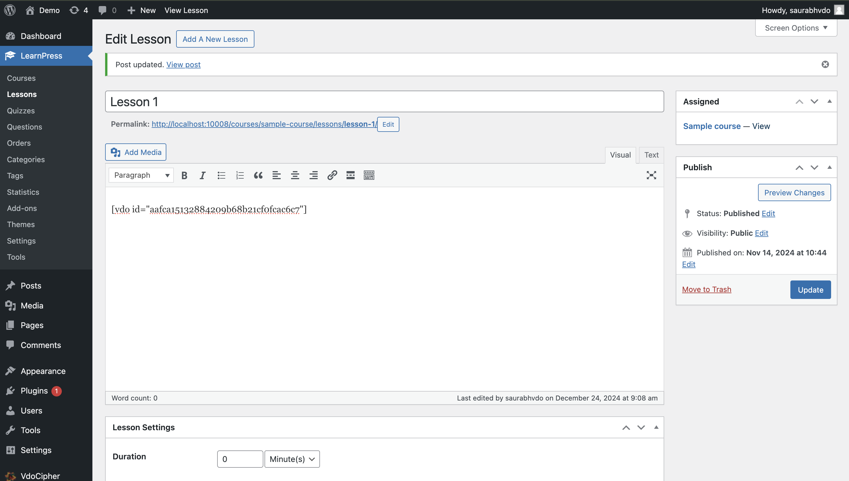 How to Embed Video in LearnPress - VdoCipher